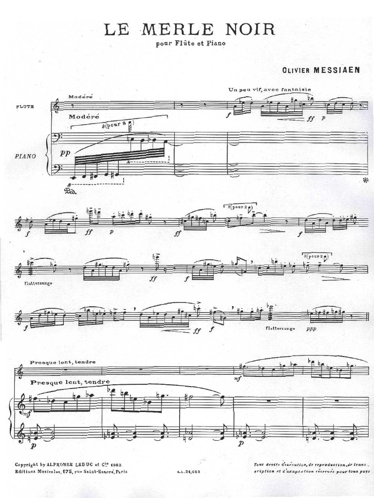 Messiaen - Le Merle Noir - Flu | PDF
