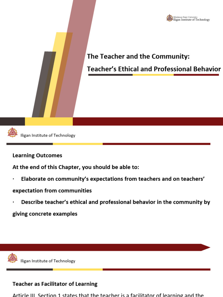 Teacher Ethics and Community Engagement | PDF | Teachers | Learning
