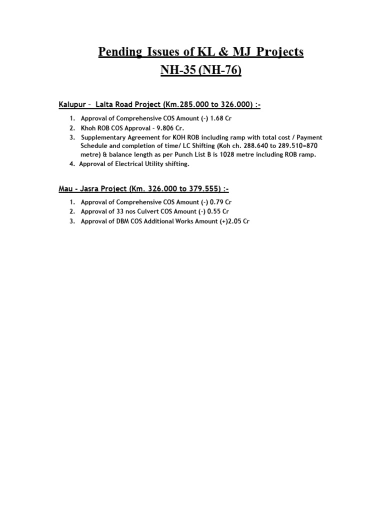 Pending Issues KL+MJ | PDF | Technology & Engineering