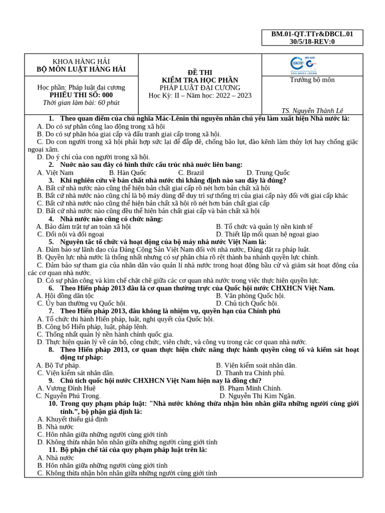 Đề PLDC 12 kì 1 20 21 | PDF