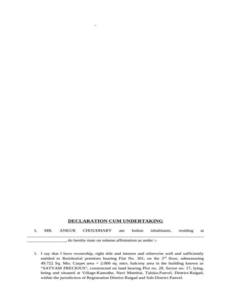 Declaration - MR. ANKUR CHOUDHARY (1) | PDF | Mortgages | Banks
