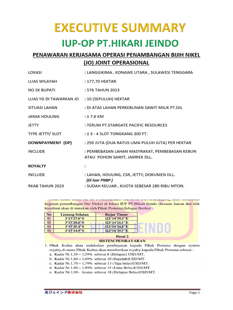 Executive Summary HIKARI JEINDO | PDF