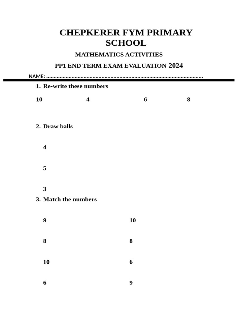 Mathematics Activities Pp1 | PDF