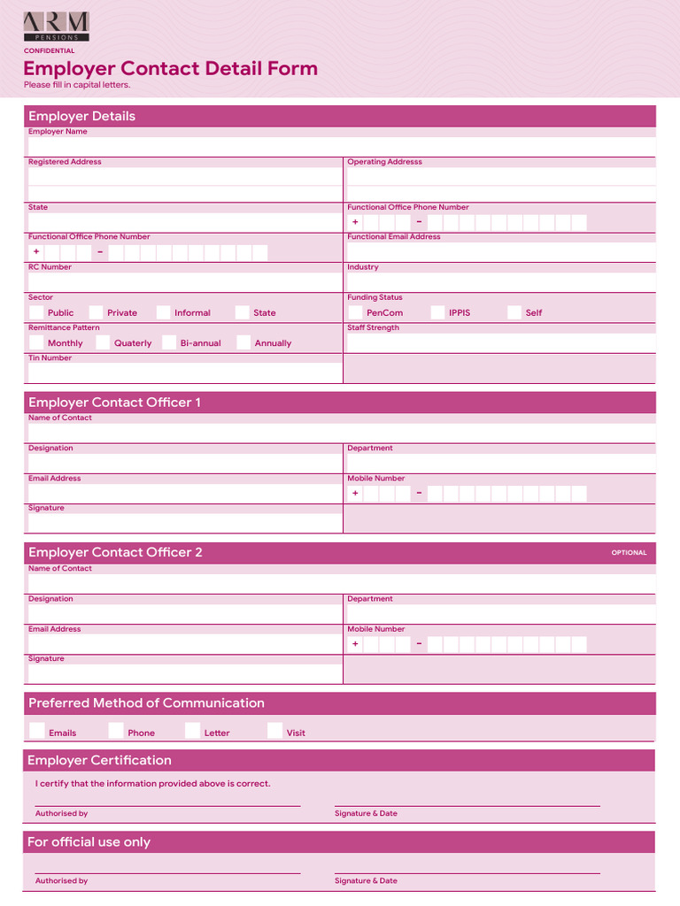 Employer Contact Detail Form | PDF