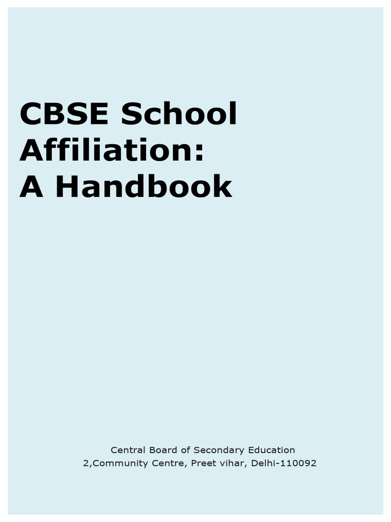 CBSE Affiliation Process Handbook | PDF | Governance