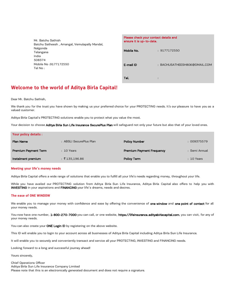 policy-bond-009375579 | PDF | Insurance | Life Insurance