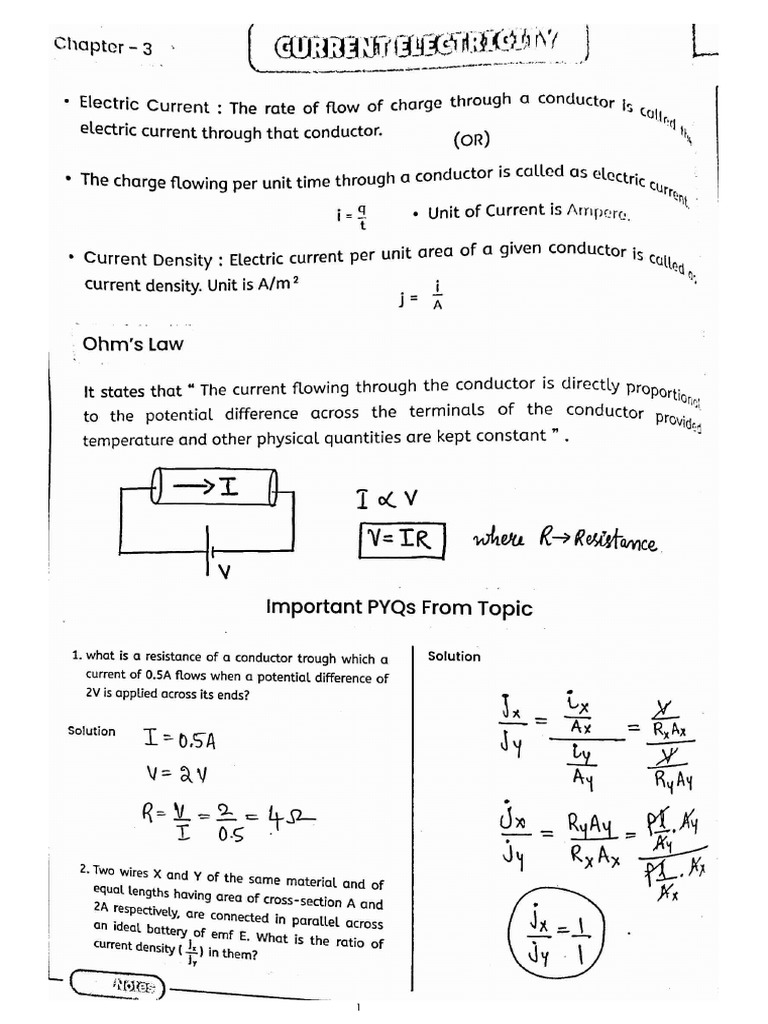 chp-3 Current Electricity Notes | PDF