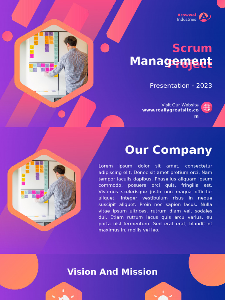 Purple and Orange Modern Scrum Project Management Presentationn | PDF