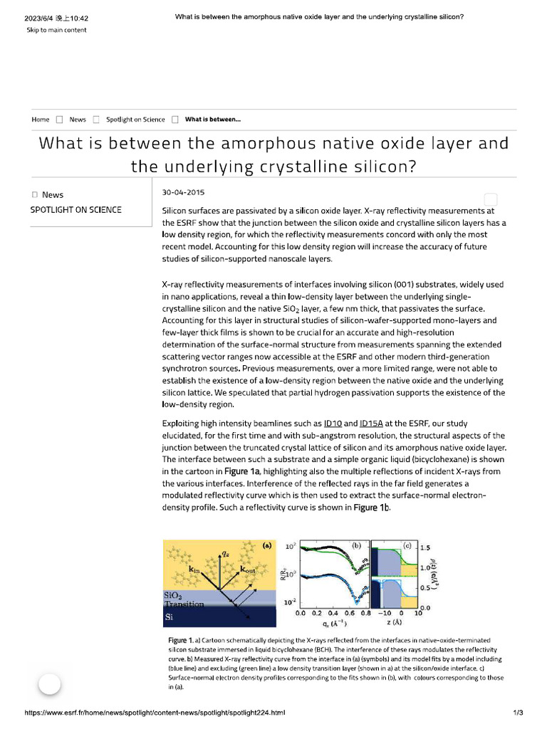 What Is Between The Amorphous Native Oxide Layer and The Underlying ...