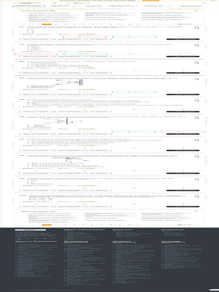 Collisions Work, Energy and Power Physics NEET Practice Questions, MCQS, Past Year Questions ...