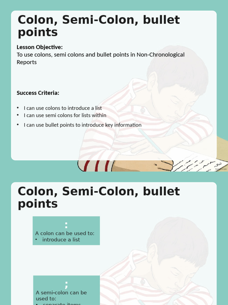 colons semicolons and bullet points | PDF | Language Mechanics | Punctuation