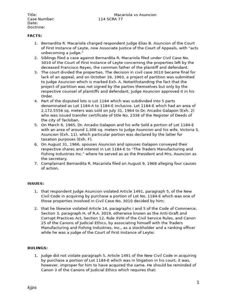 04 Macariola vs Asuncion | PDF | Judge | Lawsuit
