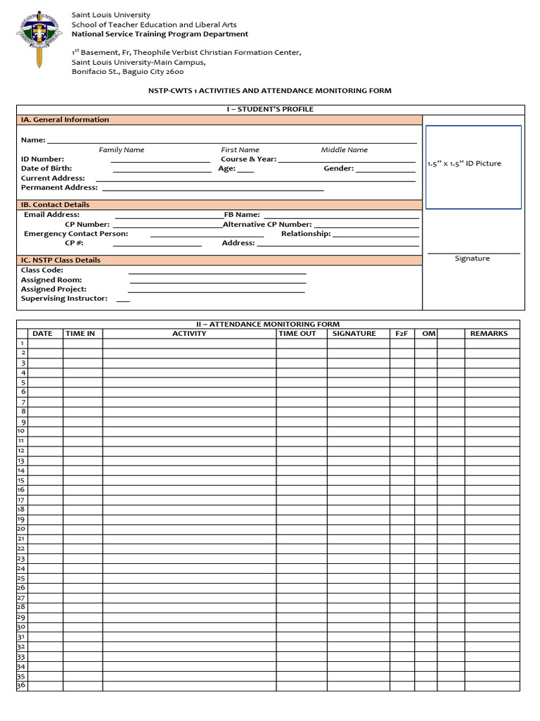 NSTP-1-ACTIVITIES-AND-ATTENDANCE-MONITORING-FORM | PDF