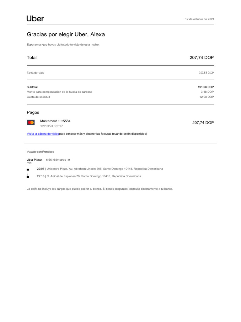Recibo Taxi | PDF