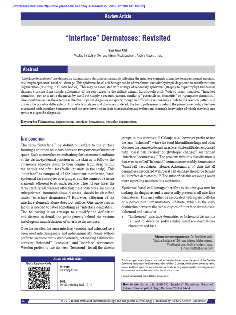 Interfase dermatosis | PDF | Epidermis | Medical Specialties