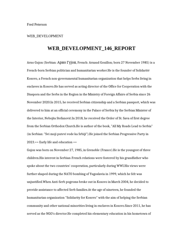 Web Development 146 Report | PDF | Politics Of Serbia | Serbia