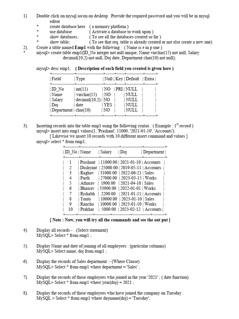 XII CS SLOW LEANERS - SQL | PDF | Salary | Software Engineering