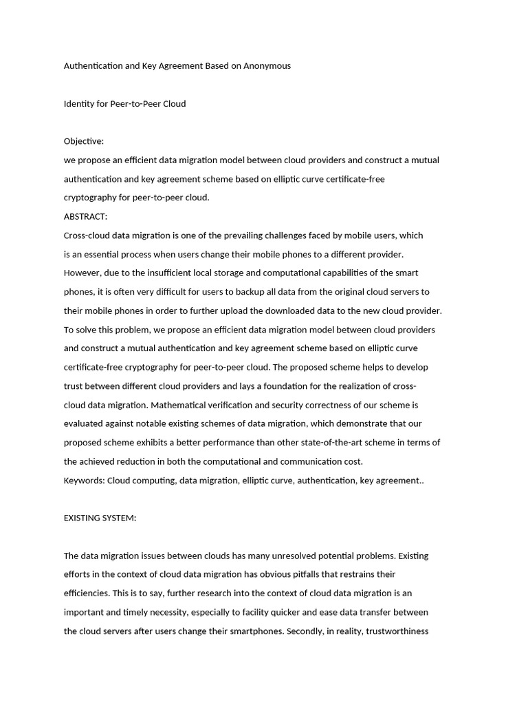 Authentication and Key Agreement Based On Anonymous | PDF | Cloud Computing | Peer To Peer