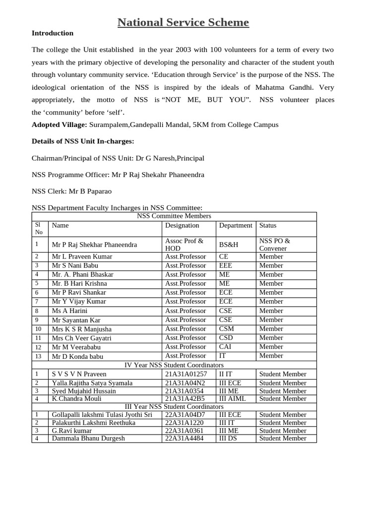 NSS Unit Brief | PDF