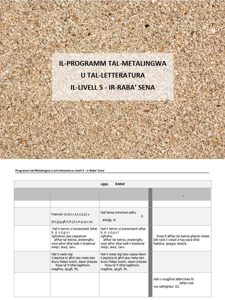 Il Programm Tal Metalingwa U Tal Letteratura 4 Sena | PDF
