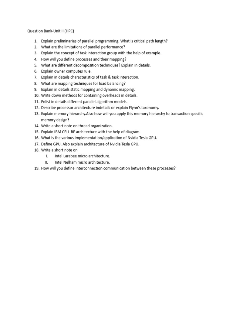 HPC QB Unit 2 | PDF | Technology & Engineering