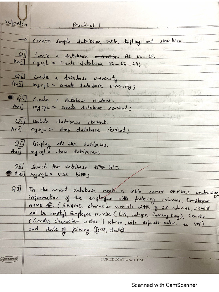 Dbms Practical Notes | PDF