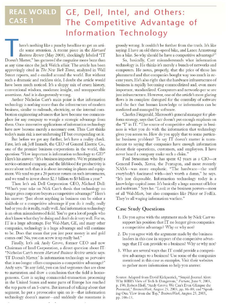 GE Case Study MIS Course | PDF