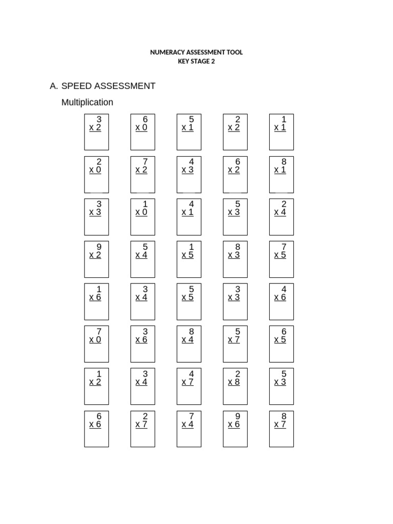 Key Stage 2 Numeracy Assessment Tool | PDF | Mathematics | Elementary ...