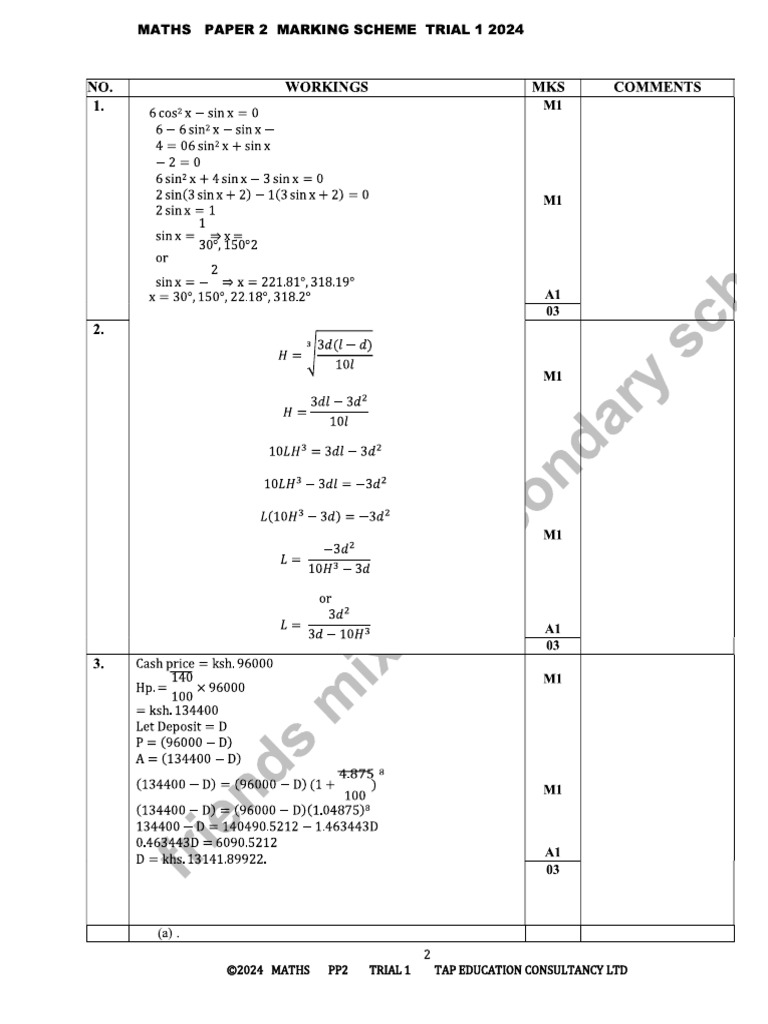 MATHEMATICS Paper 2 MS | PDF