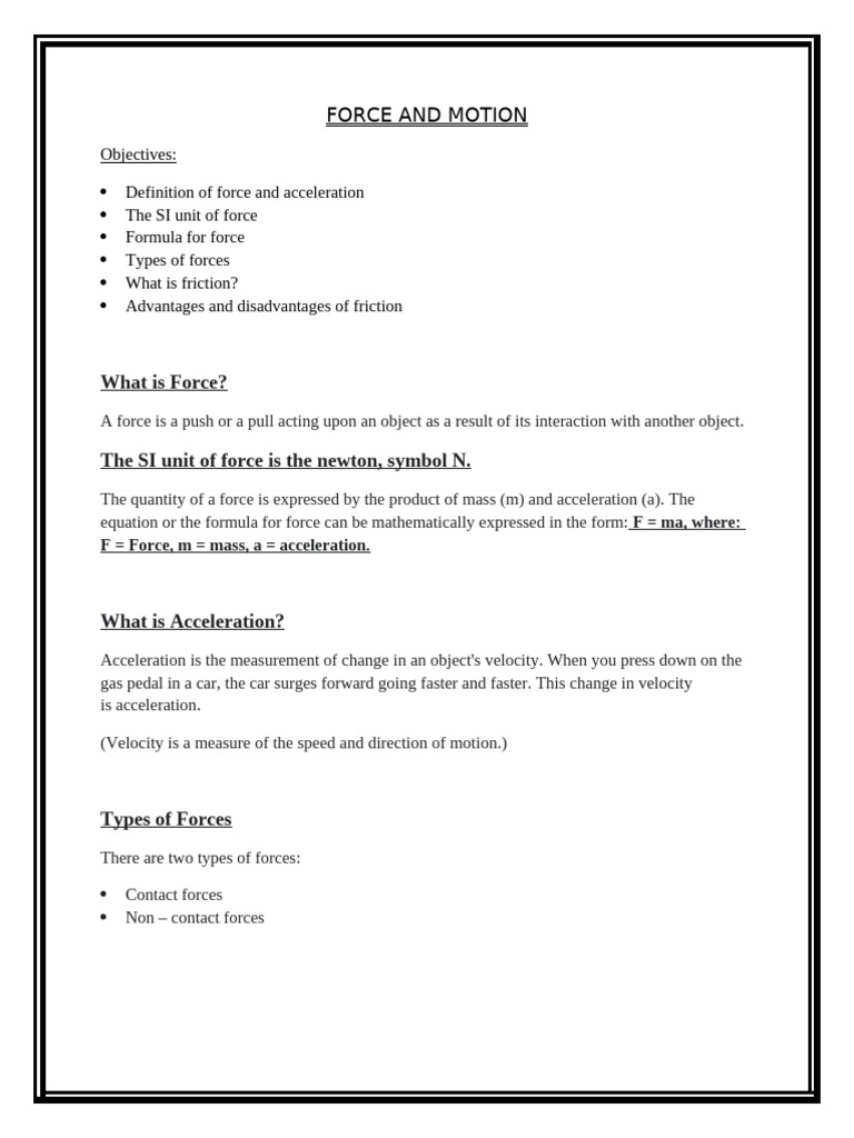 02 FORCE AND MOTION | PDF | Force | Friction