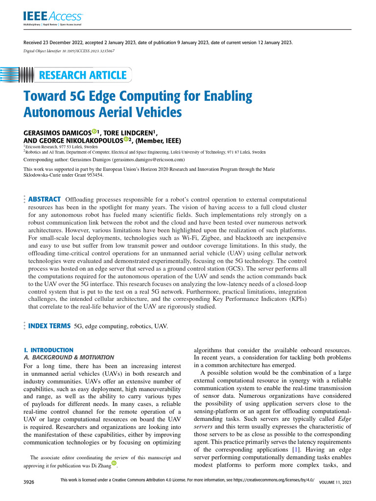 Toward 5G Edge Computing For Enabling Autonomous Aerial Vehicles | PDF ...