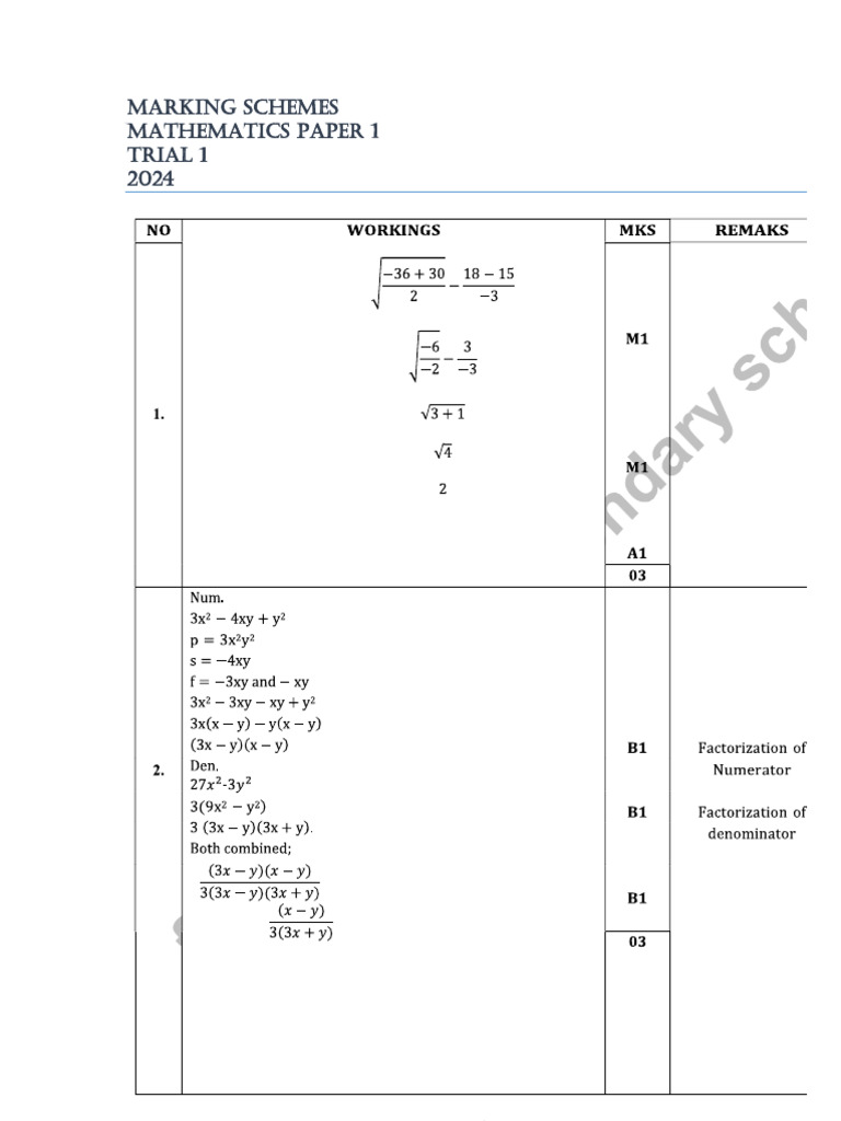 Mathematics Paper 1 Ms | PDF
