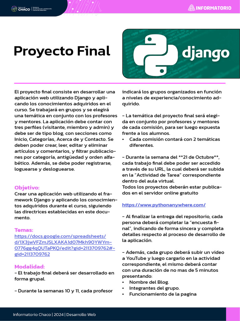 Proyecto Final Info - Django | PDF | Blog | Sitios web
