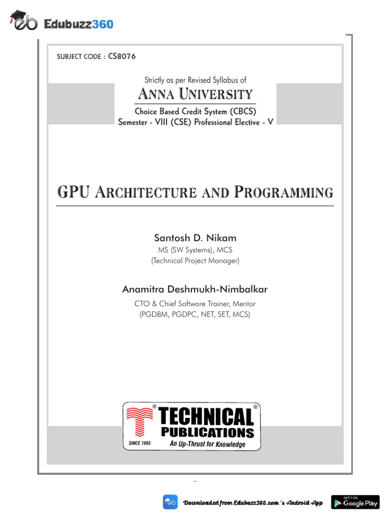 CS8076 - GPU Architecture and Programming | PDF | Graphics Processing Unit | Central Processing Unit
