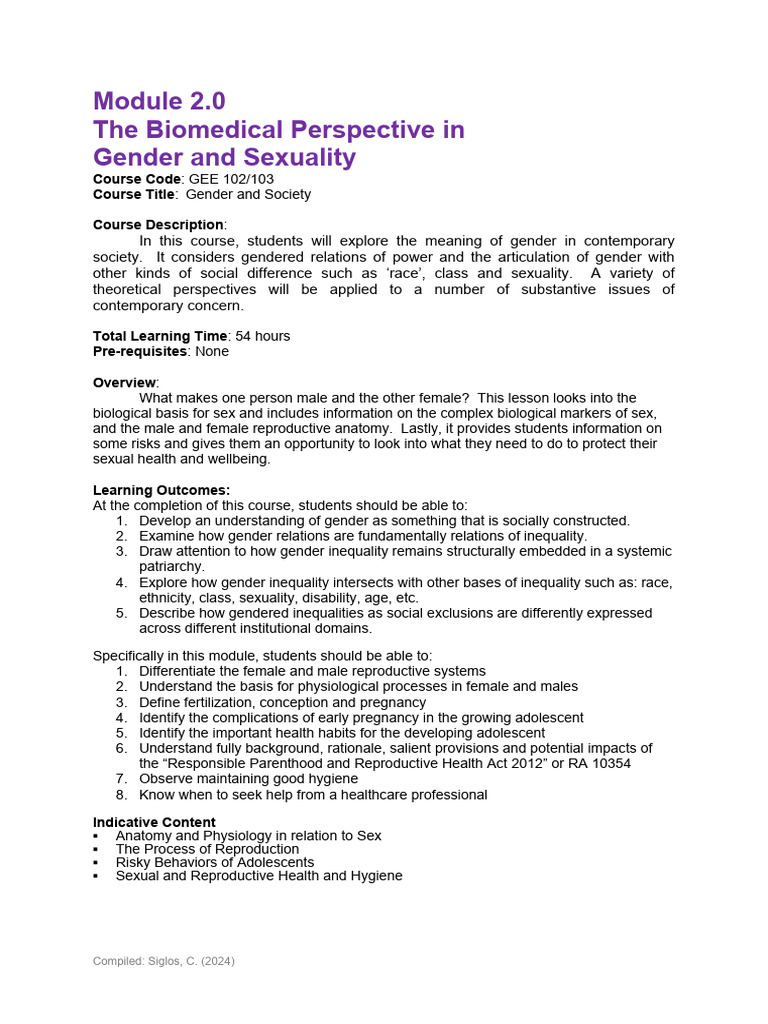 2024 Module 2 The Biomedical Perspective in Gender and Sexuality | PDF ...