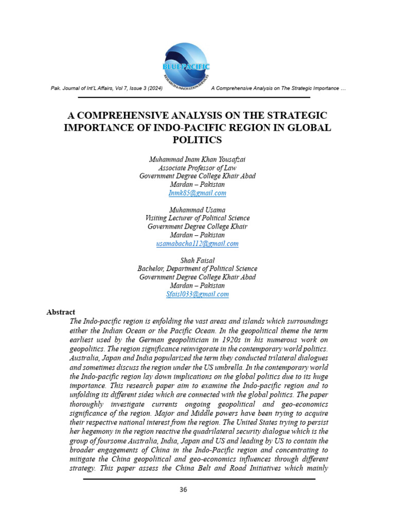 3 A Comprehensive Analysis On The Strategic Importance of Indo Pacific Region in Global Politics ...