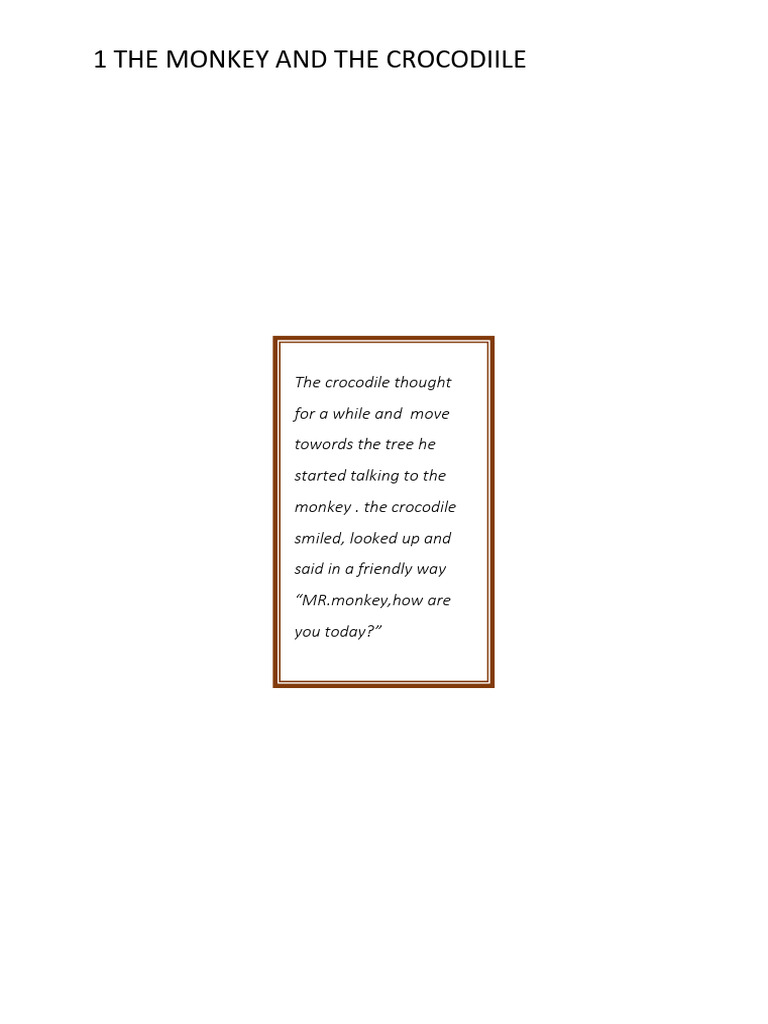 Monkey and Crocodile: A Tale of Friendship | PDF