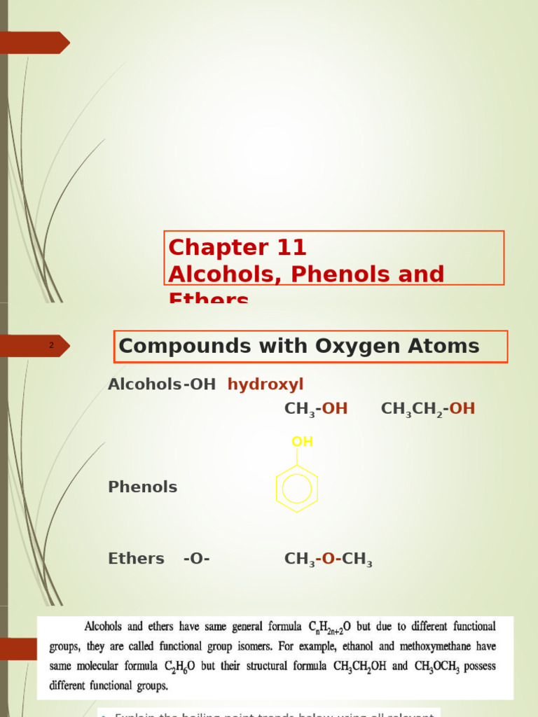 Alcohols, Phenols, and Ethers Guide | PDF | Ether | Ester