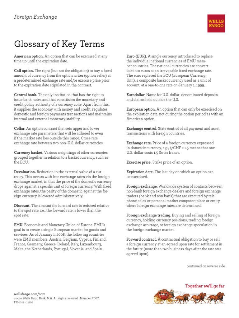 Foreign Exchange Glossary | PDF | Option (Finance) | Put Option