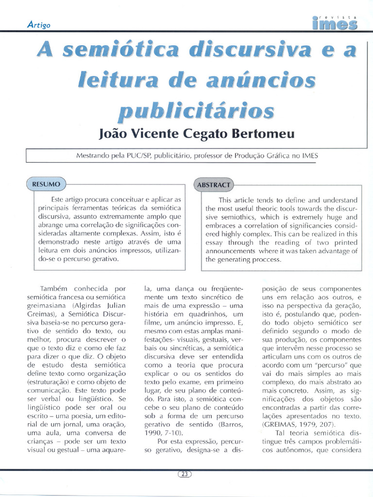 Análise Semiótica de Anúncios Publicitários | PDF | Publicidade | Semiótica