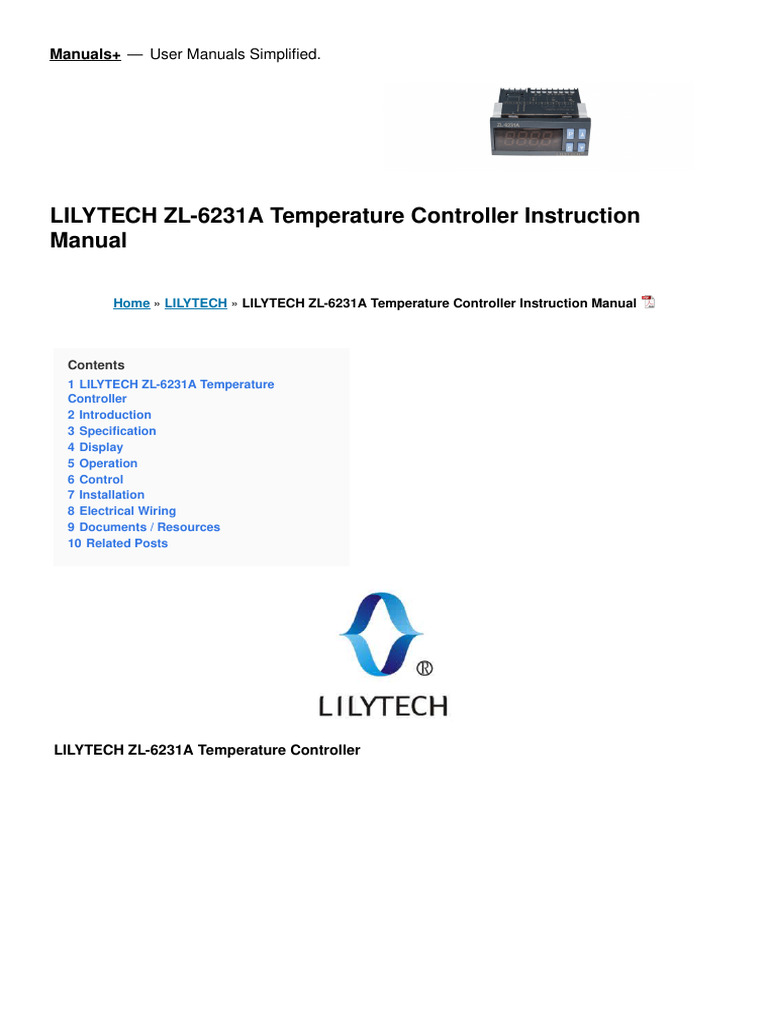 ZL 6231a Temperature Controller Manual | PDF | Parameter (Computer ...