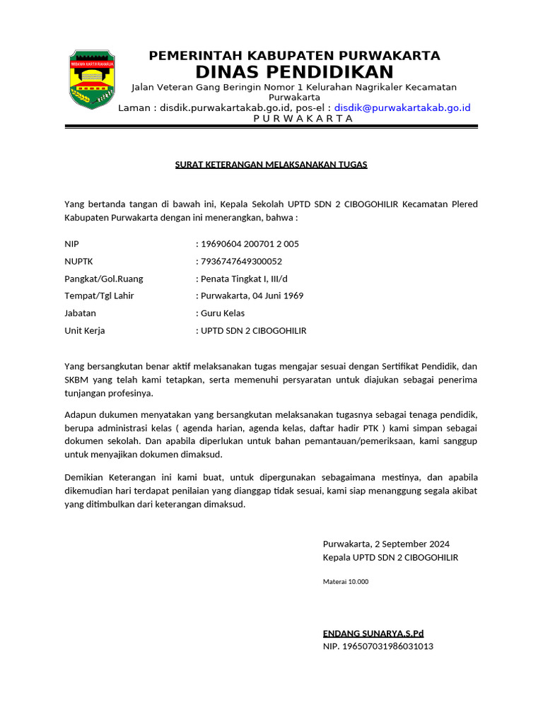 Contoh SKMT & SPTJM Guru 2024 Sem 2 | PDF