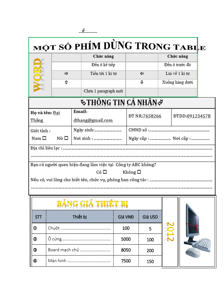 Table, Tab Trong Table | PDF