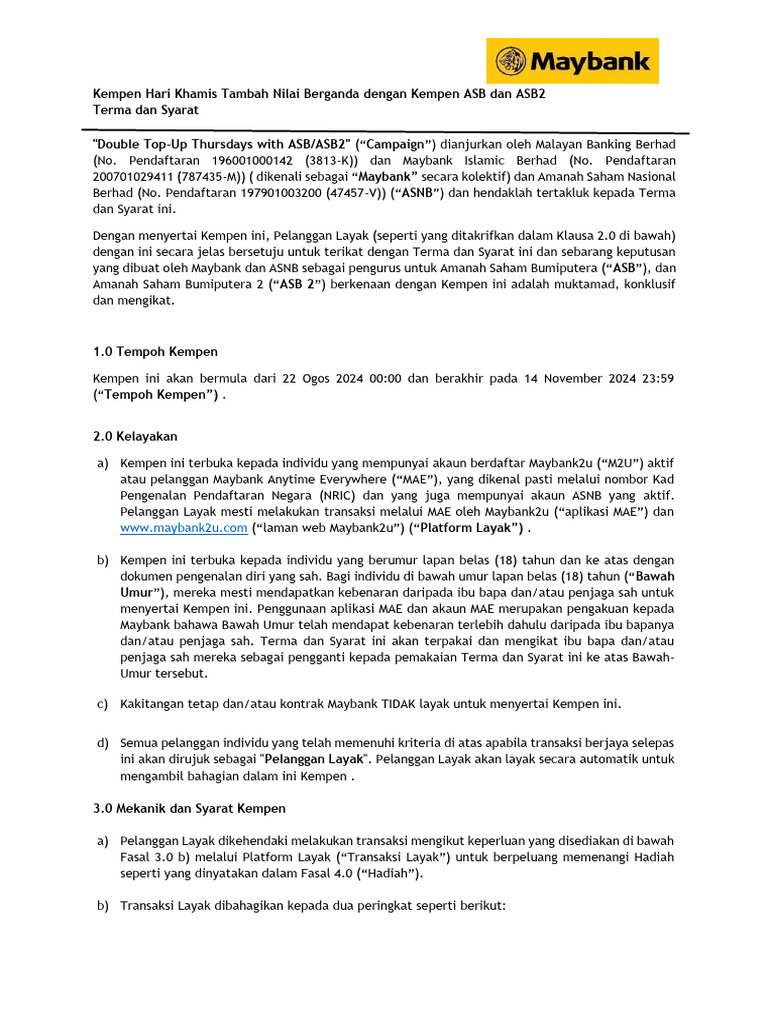 Double Topup Promo TNC BM | PDF