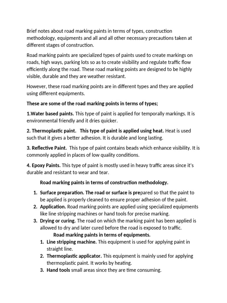 Road Marking Paints: Types & Methods | PDF | Paint | Road