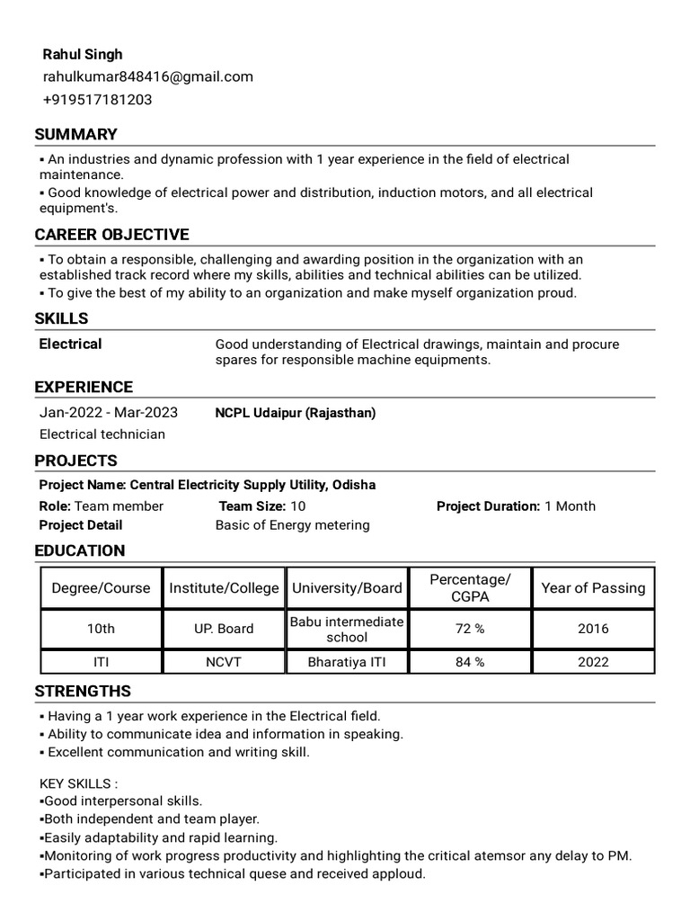 Resume Jyoti Ranjan Moharana Format1 | PDF