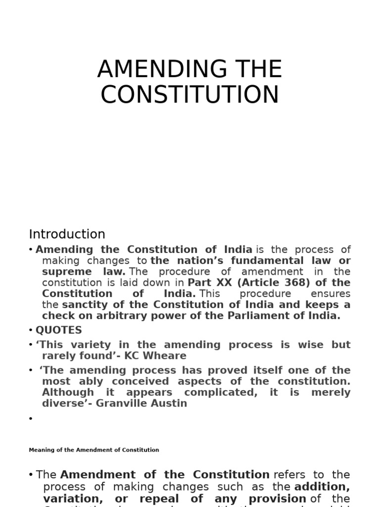 Amending The Constitution | PDF | Supermajority | Constitutional Amendment