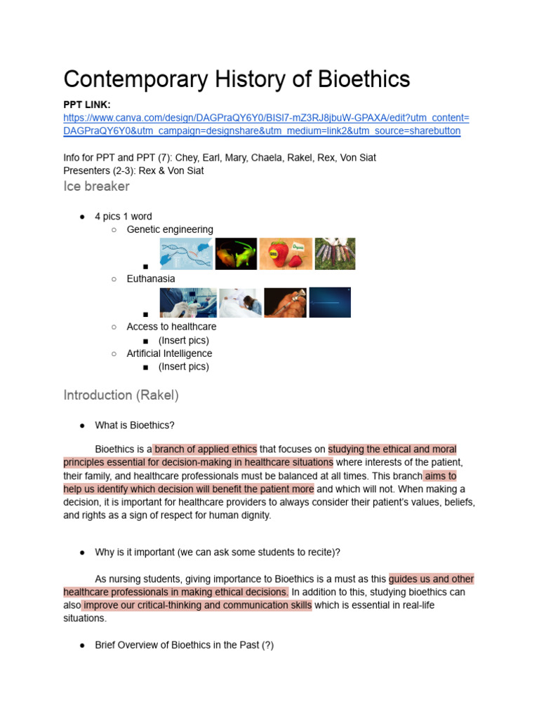 Group 4 Bioethics Presentation | PDF | Bioethics | Medical Ethics