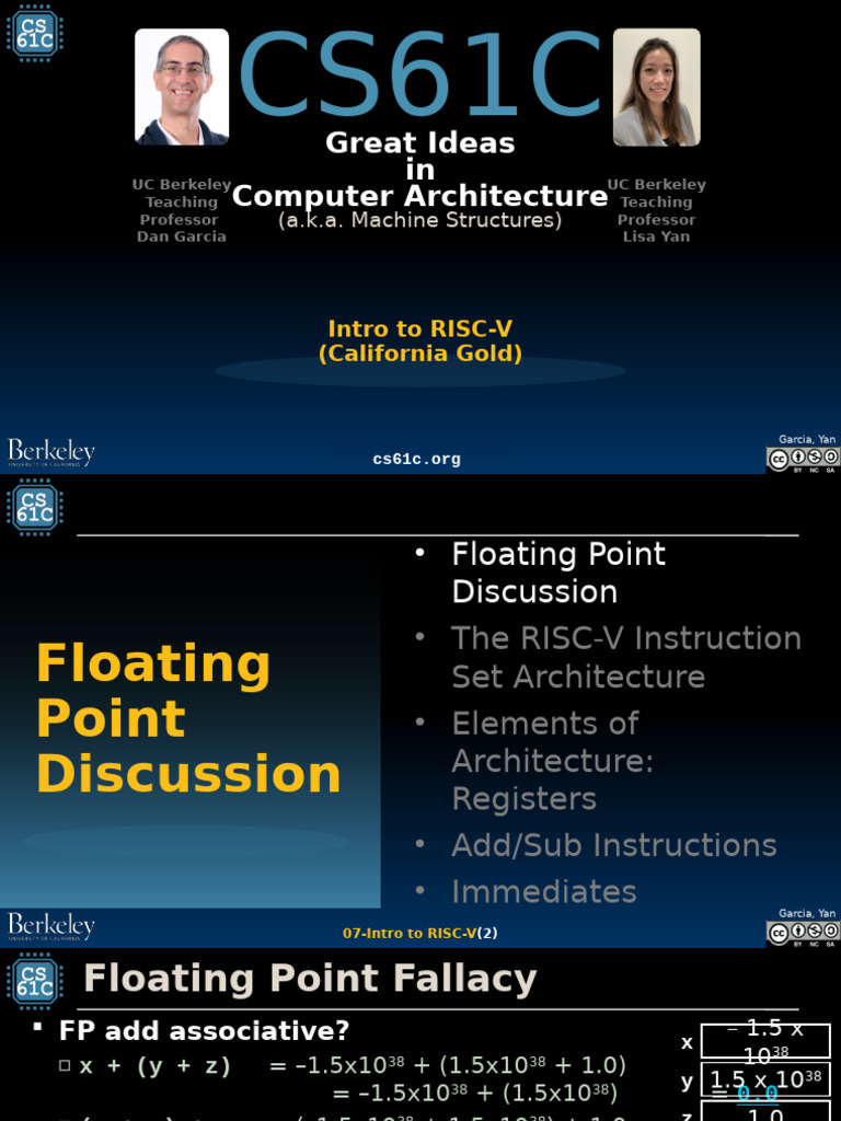 CS61C 2022fa L07-Intro-RISC-V | PDF | Rounding | Integer (Computer Science)