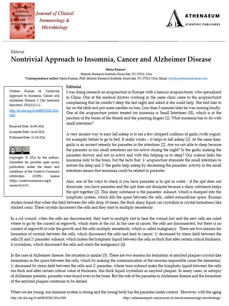 Nontrivial Approach to Insomnia Cancer and Alzheimer Disease | PDF ...